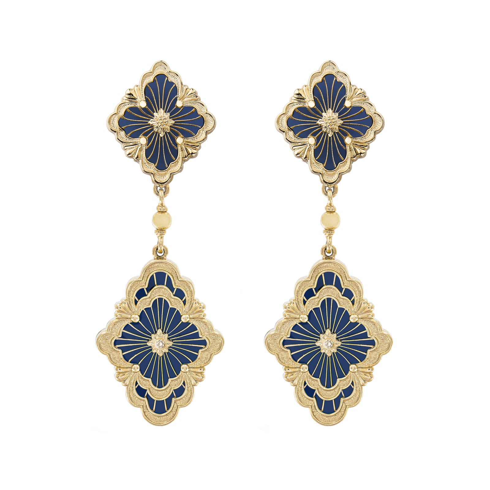 Buccellati Gold Blue Enamel Diamond Opera Tulle Drop Earrings ...